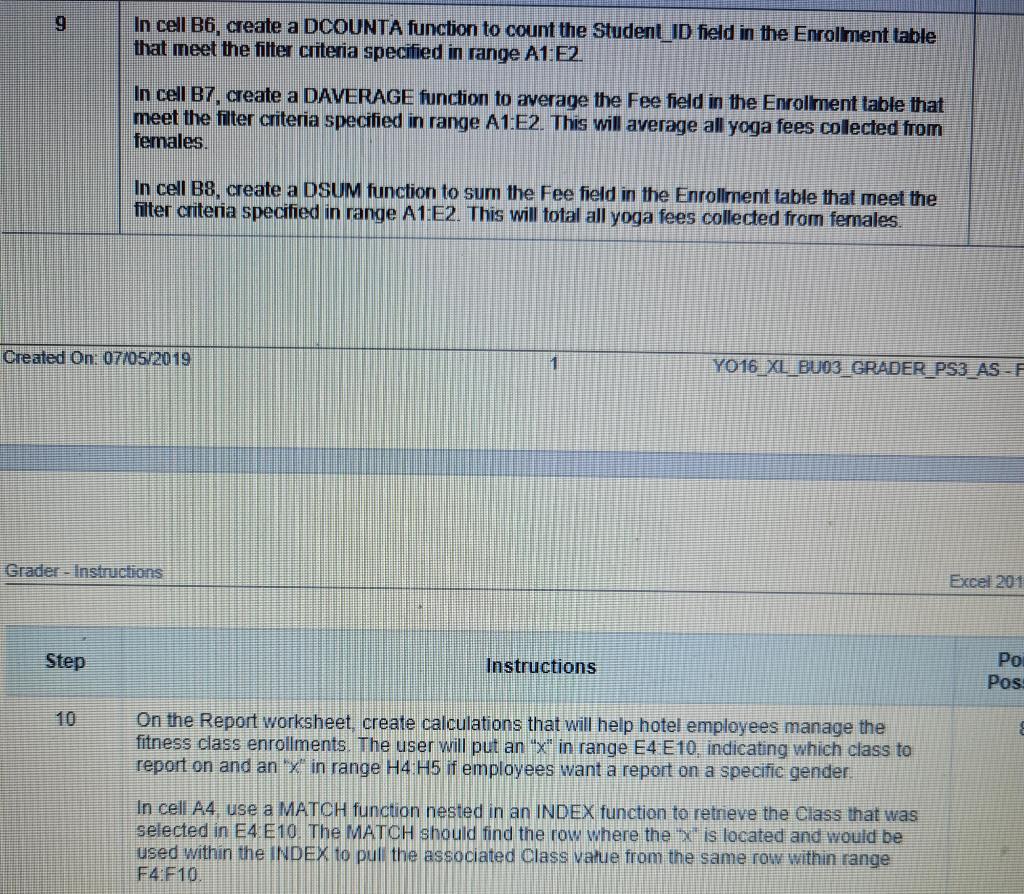 Solved Step Instructions Points Possible 1 Start Excel. Open | Chegg.com