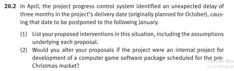 Solved 20.2 In April, the project progress control system | Chegg.com