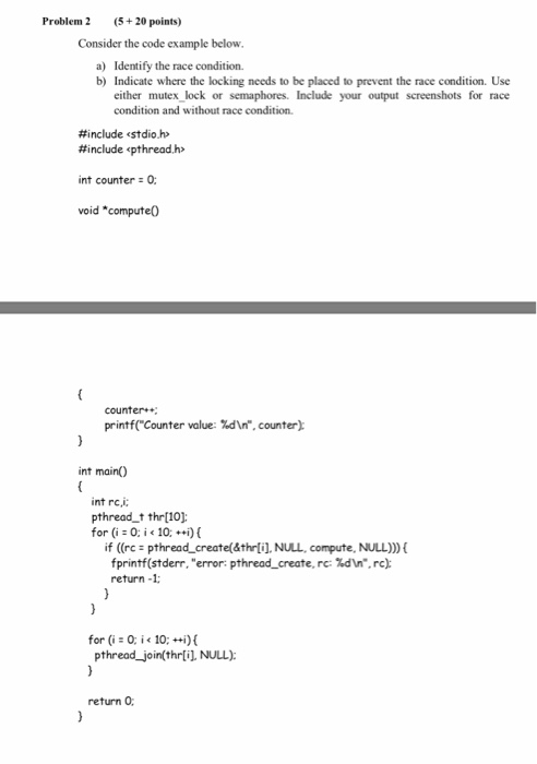 Solved Problem 2 (5+20 points) Consider the code example | Chegg.com