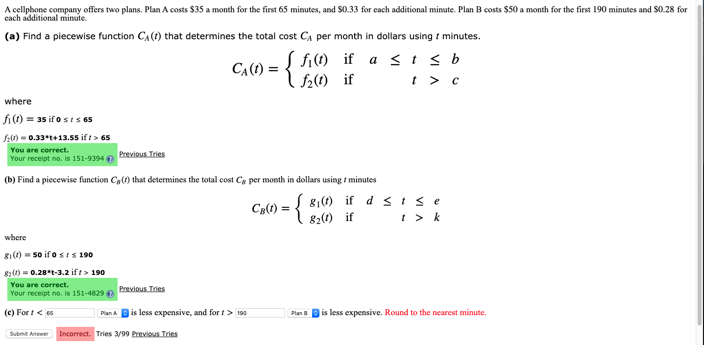 Solved A cellphone company offers two plans. Plan A costs | Chegg.com