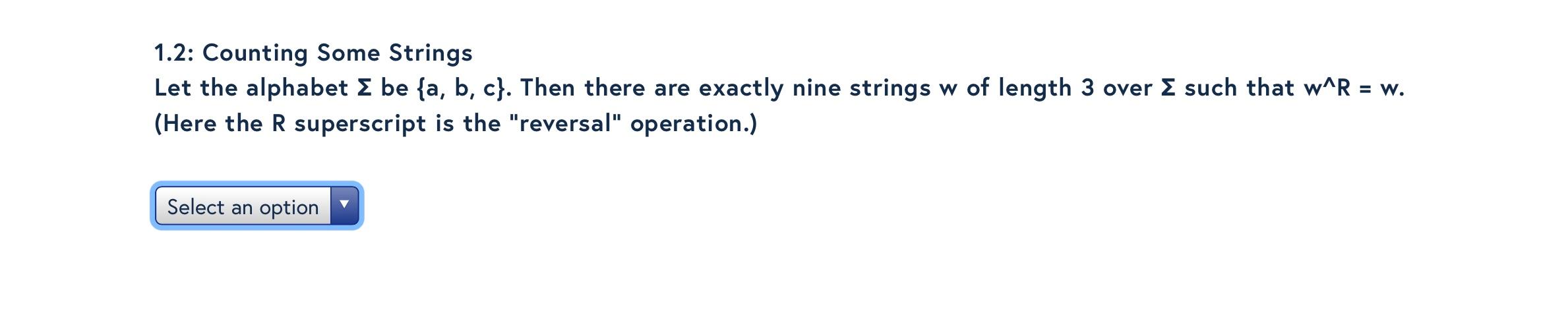 Solved 1.2: Counting Some Strings Let the alphabet be | Chegg.com