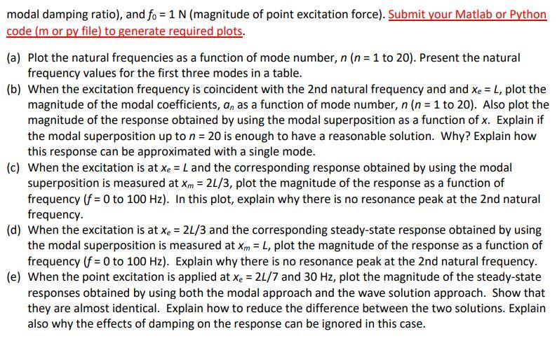Solved Homework 4: Physical Interpretation of Modal Solution | Chegg.com