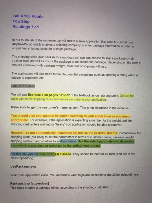 Solved Lab 4 150 Points You Ship Readings 7-11 In our fourth | Chegg.com