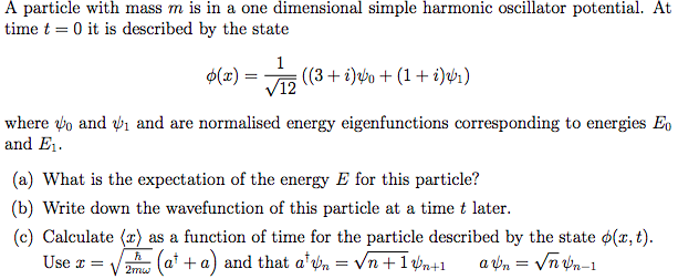 Solved A particle with mass m is in a one dimensional simple | Chegg.com