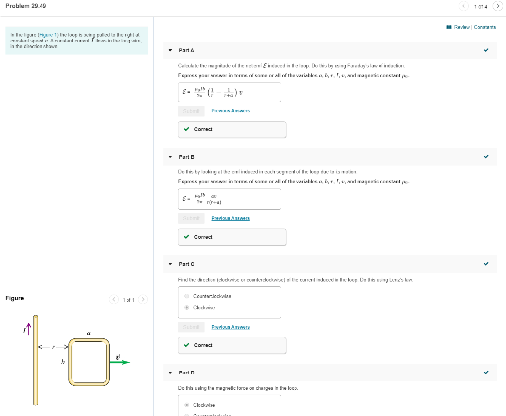Solved Problem 29.49 u Review Constants In the | Chegg.com