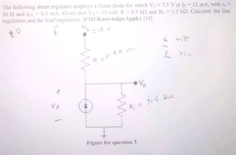 Solved The following shunt regulator employs a Zener diode | Chegg.com