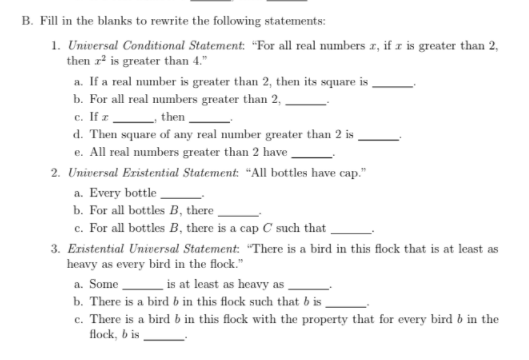 Solved B Fill In The Blanks To Rewrite The Following 