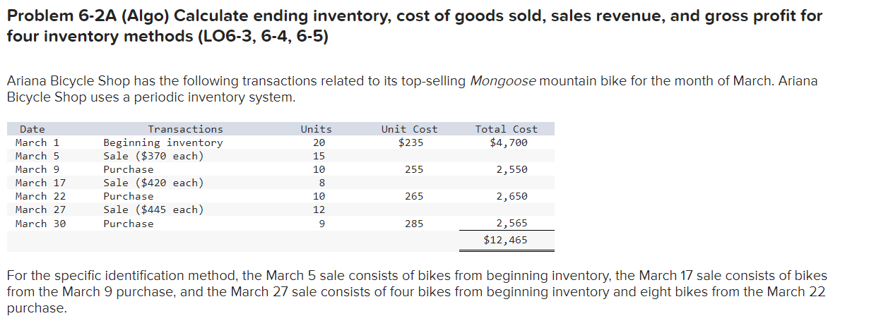 Solved 1. Calculate ending inventory and cost of goods sold | Chegg.com