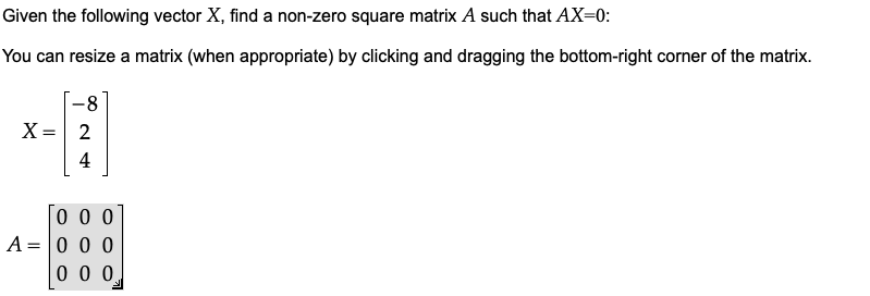 Solved Given the following vector X, find a non-zero square | Chegg.com