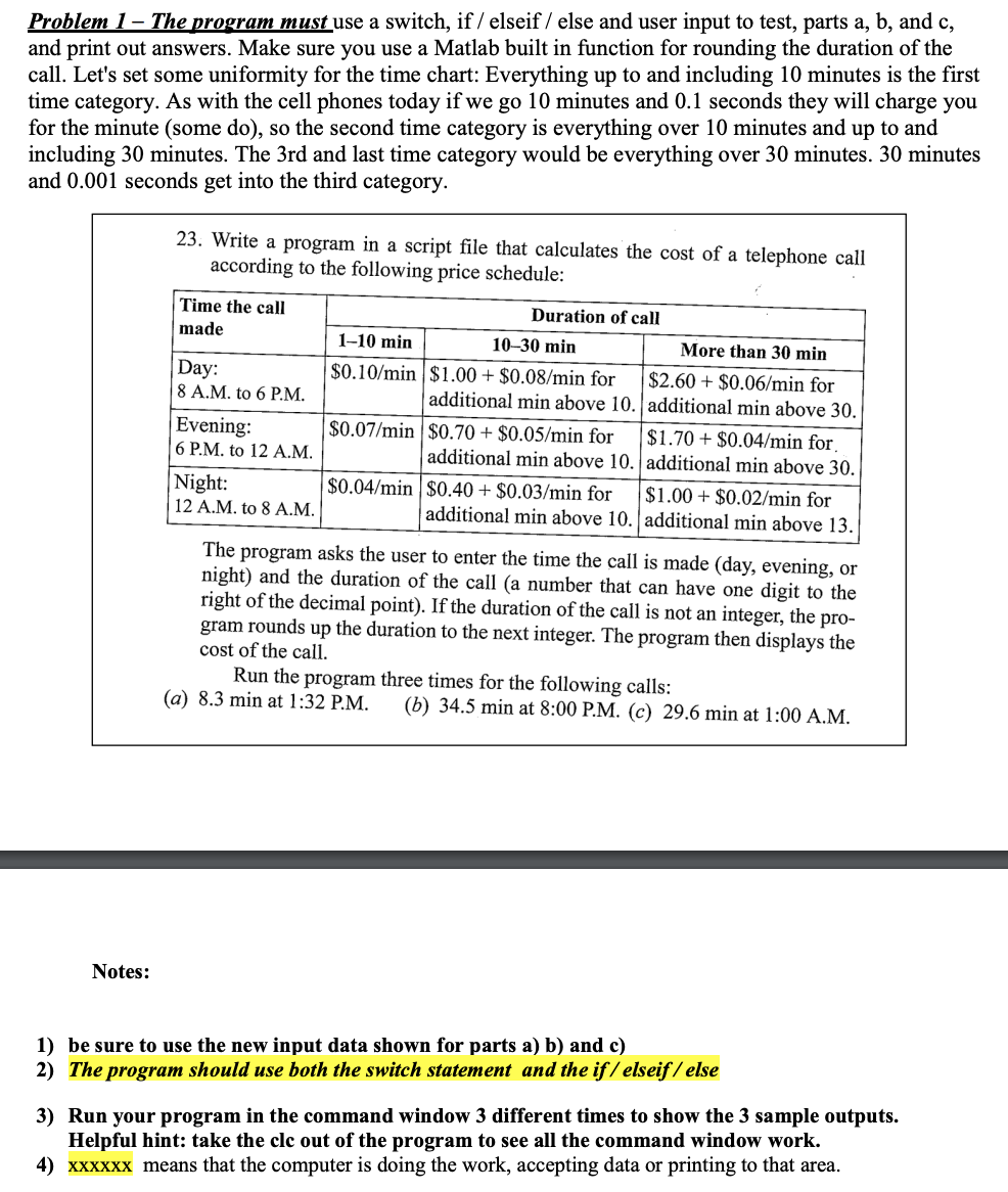 Problem 1 - The program must use a switch, if / | Chegg.com