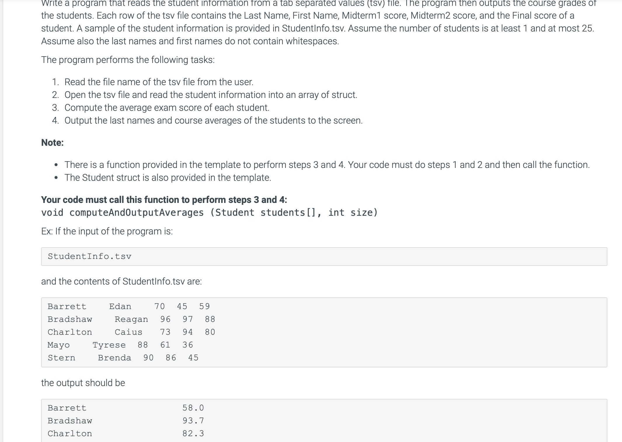Solved c++Write a program that reads the student information | Chegg.com