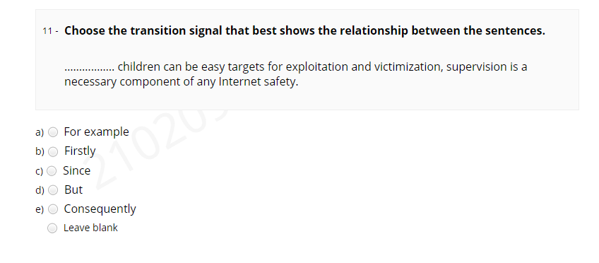 11 - Choose the transition signal that best shows the | Chegg.com