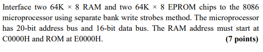 Solved Interface two 64K × 8 RAM and two 64K × 8 EPROM chips | Chegg.com