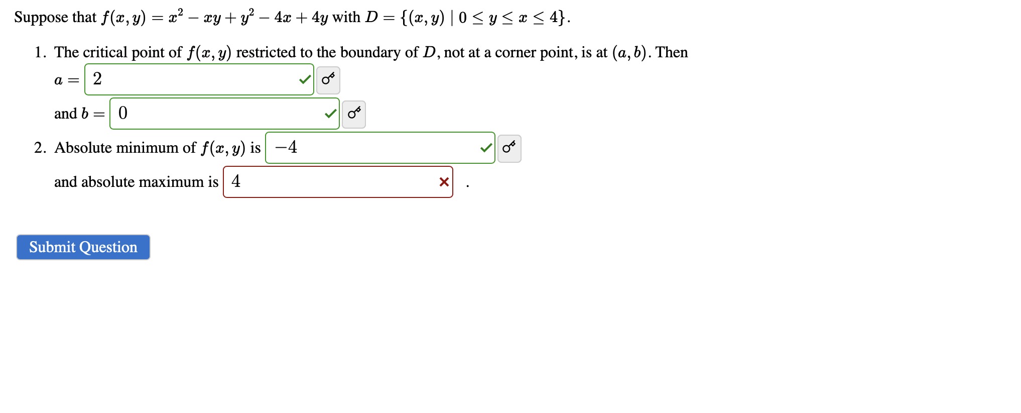 Solved Suppose that f(x,y)=x2-xy+y2-4x+4y ﻿with | Chegg.com