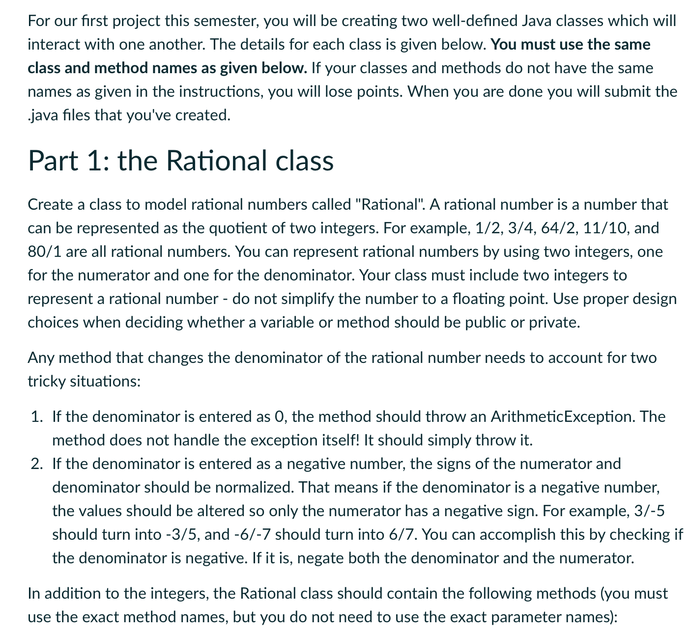 Solved For our first project this semester, you will be | Chegg.com