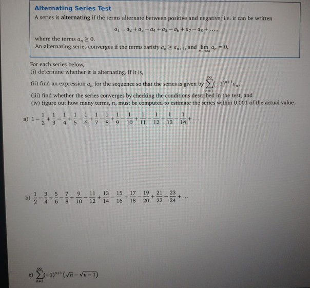 Solved Alternating Series Test A series is alternating if | Chegg.com