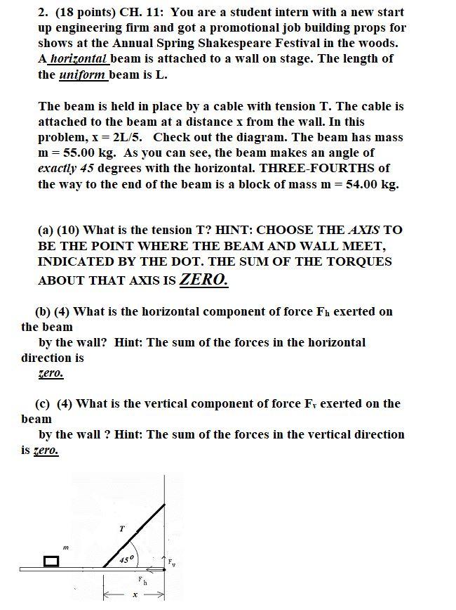 Solved 2. (18 points) CH. 11: You are a student intern with | Chegg.com