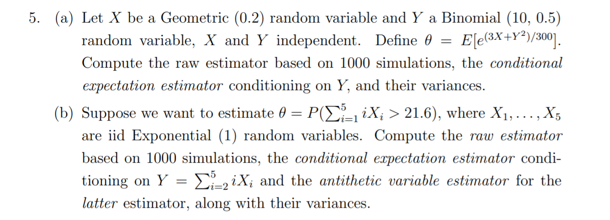 Solved a a 5. (a) Let X be a Geometric (0.2) random variable | Chegg.com