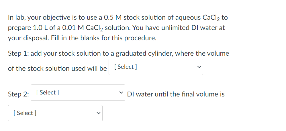 Solved In lab, your objective is to use a 0.5M stock | Chegg.com