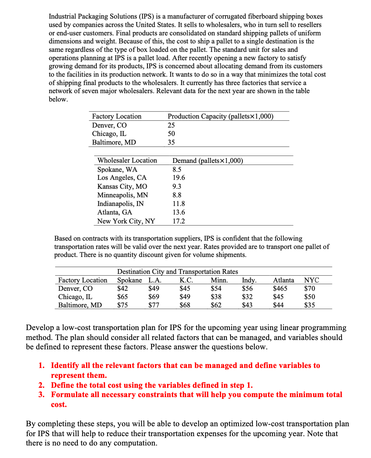 Solved Industrial Packaging Solutions (IPS) is a | Chegg.com