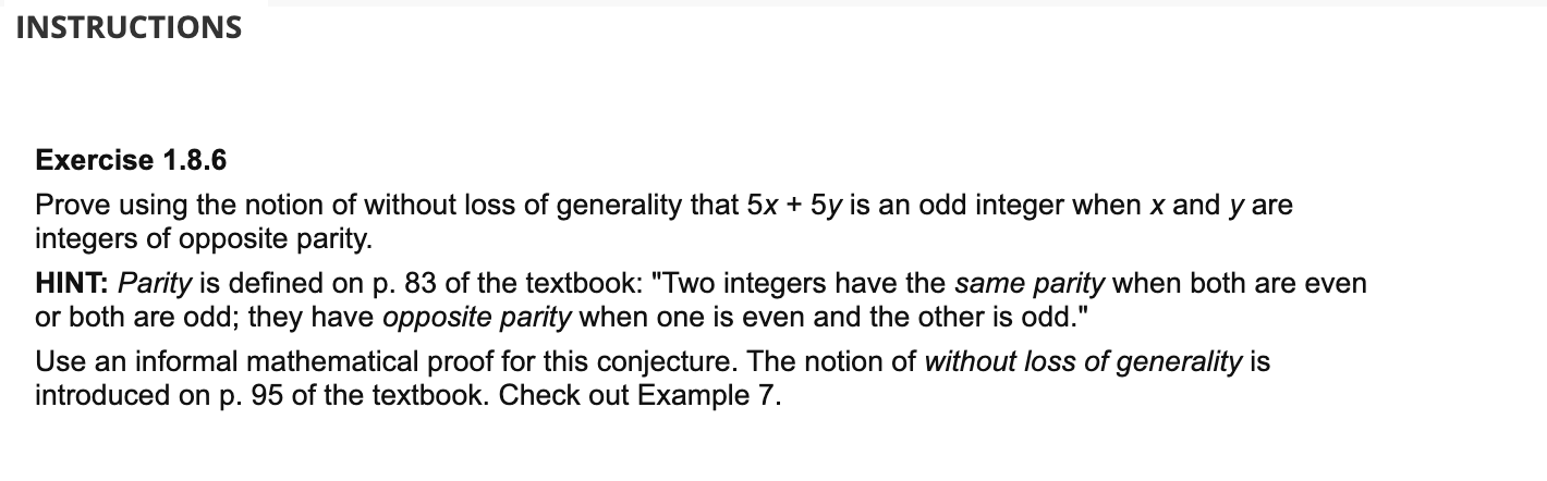 Solved Exercise 1.8.6 Prove using the notion of without loss | Chegg.com