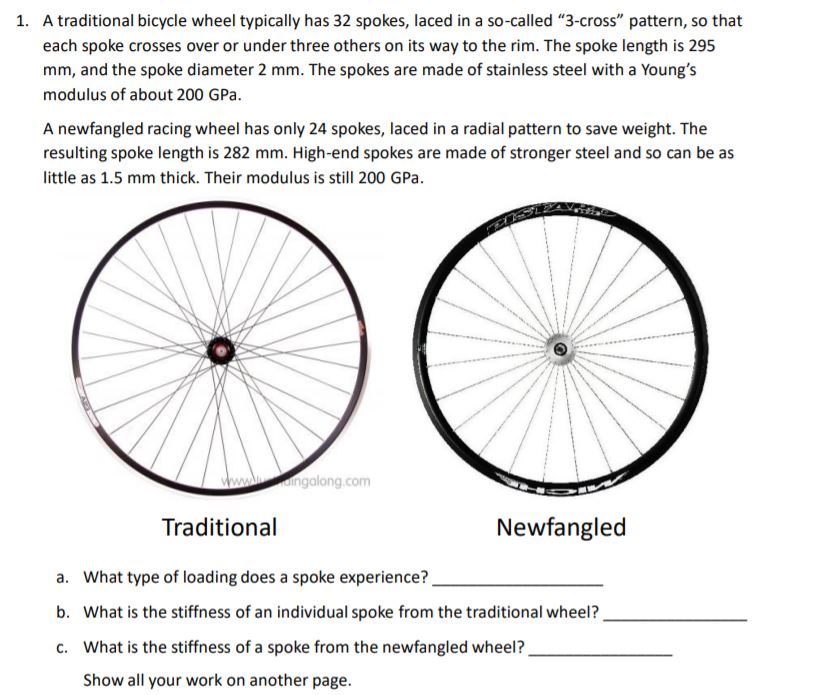 Solved A traditional bicycle wheel typically has 32 spokes, | Chegg.com