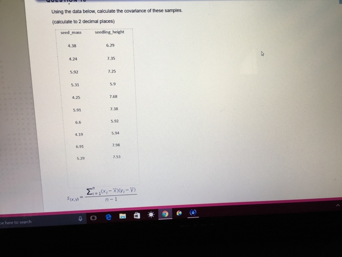 Solved Using the data below, calculate the covariance of | Chegg.com