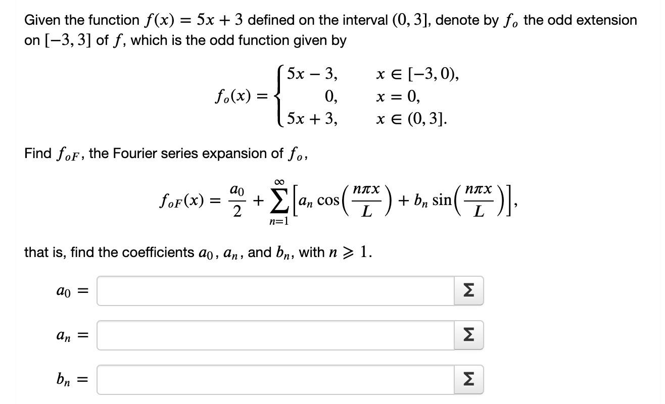 Solved Given The Function F X 5x 3 Defined On The Interval