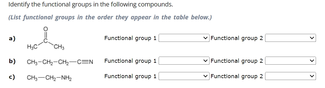 Solved Identify the functional groups in the following | Chegg.com