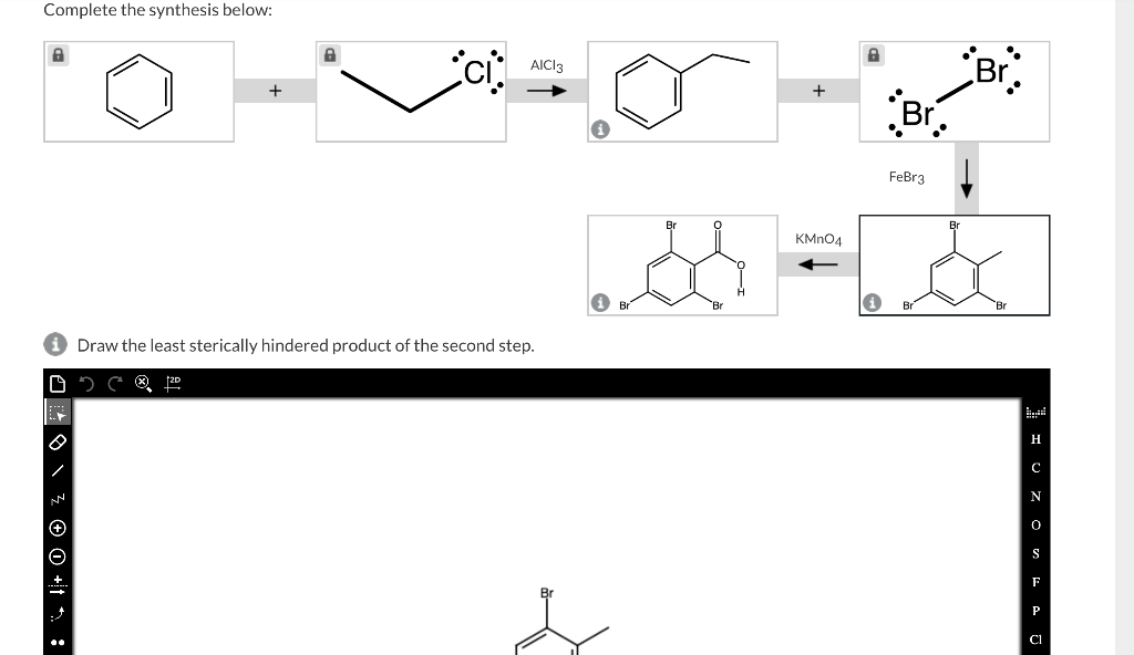 Solved Complete the synthesis below: +∙∙→AlCl3∙ KMnO4 (i) | Chegg.com