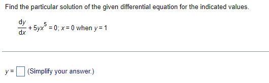 Solved Find the particular solution of the given | Chegg.com
