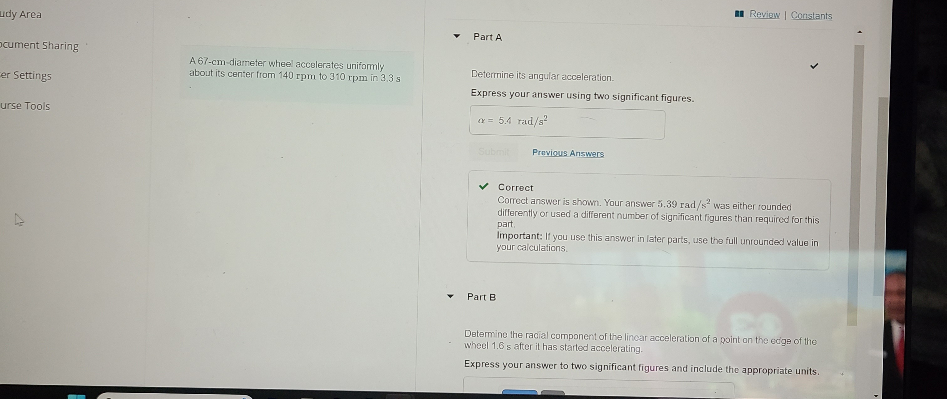 Solved Review Constants Part A A 67-cm-diameter wheel | Chegg.com