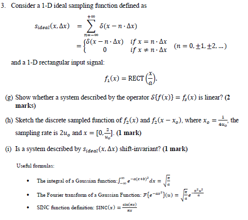Solved 3. Consider a 1-D ideal sampling function defined as | Chegg.com