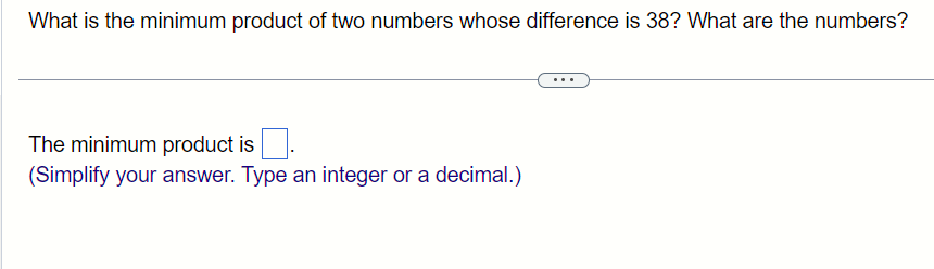 Solved What is the minimum product of two numbers whose | Chegg.com