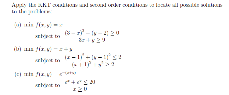 Apply The Kkt Conditions And Second Order Conditions