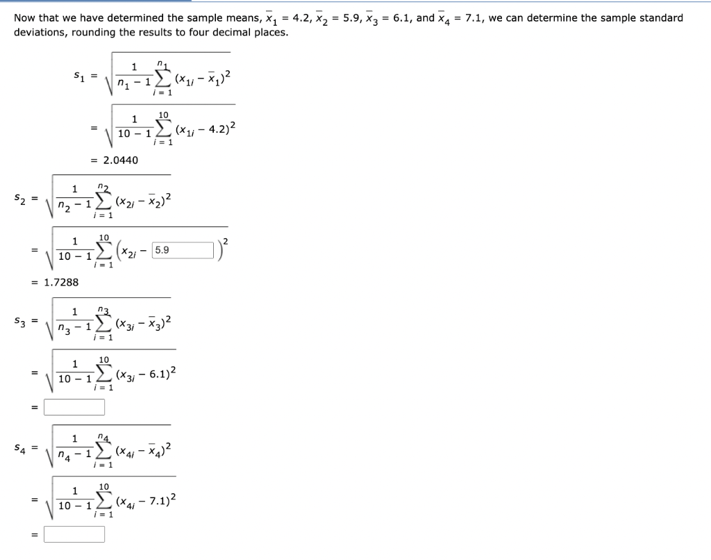 Now that we have determined the sample means, | Chegg.com