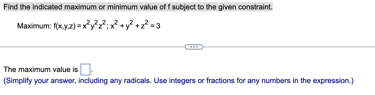 Solved Find The Indicated Maximum Or Minimum Value Of F