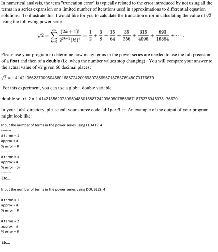 Solved In numerical analysis, the term "truncation error" is | Chegg.com