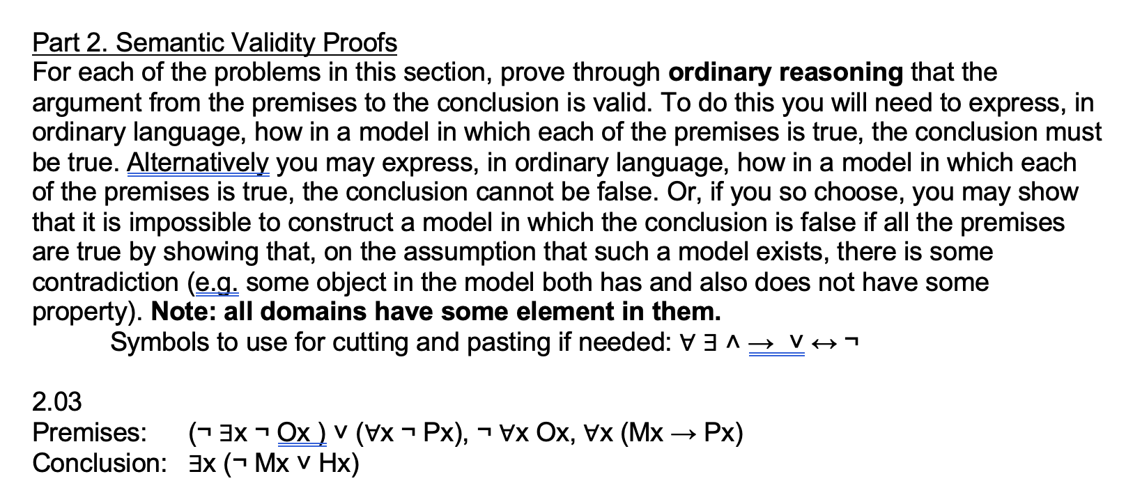 Solved Part 2. Semantic Validity Proofs For each of the | Chegg.com