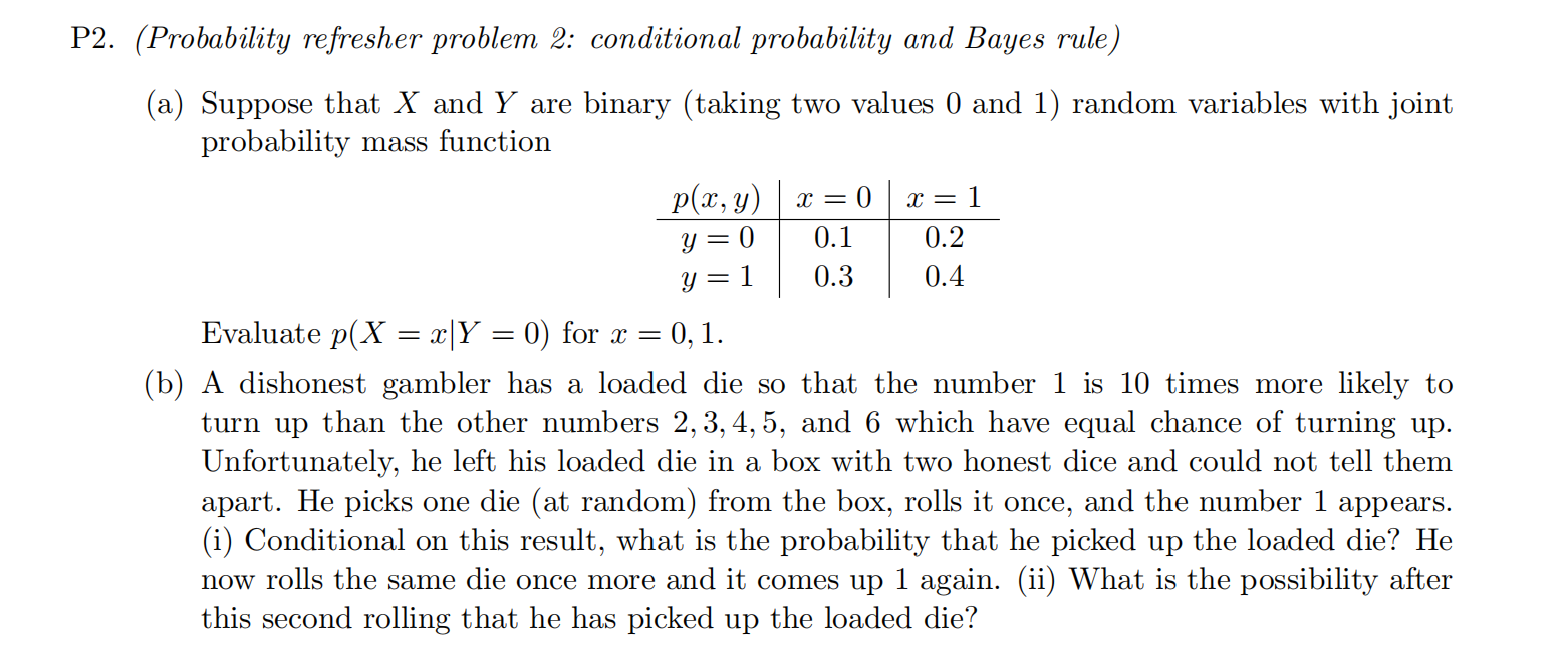 Solved 2. (Probability refresher problem 2: conditional | Chegg.com