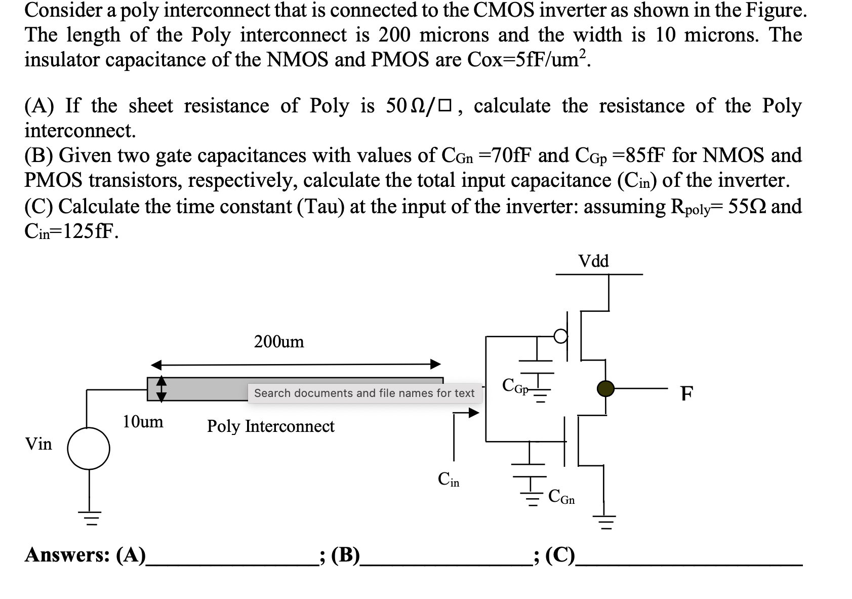 Solved Consider a poly interconnect that is connected to the | Chegg.com