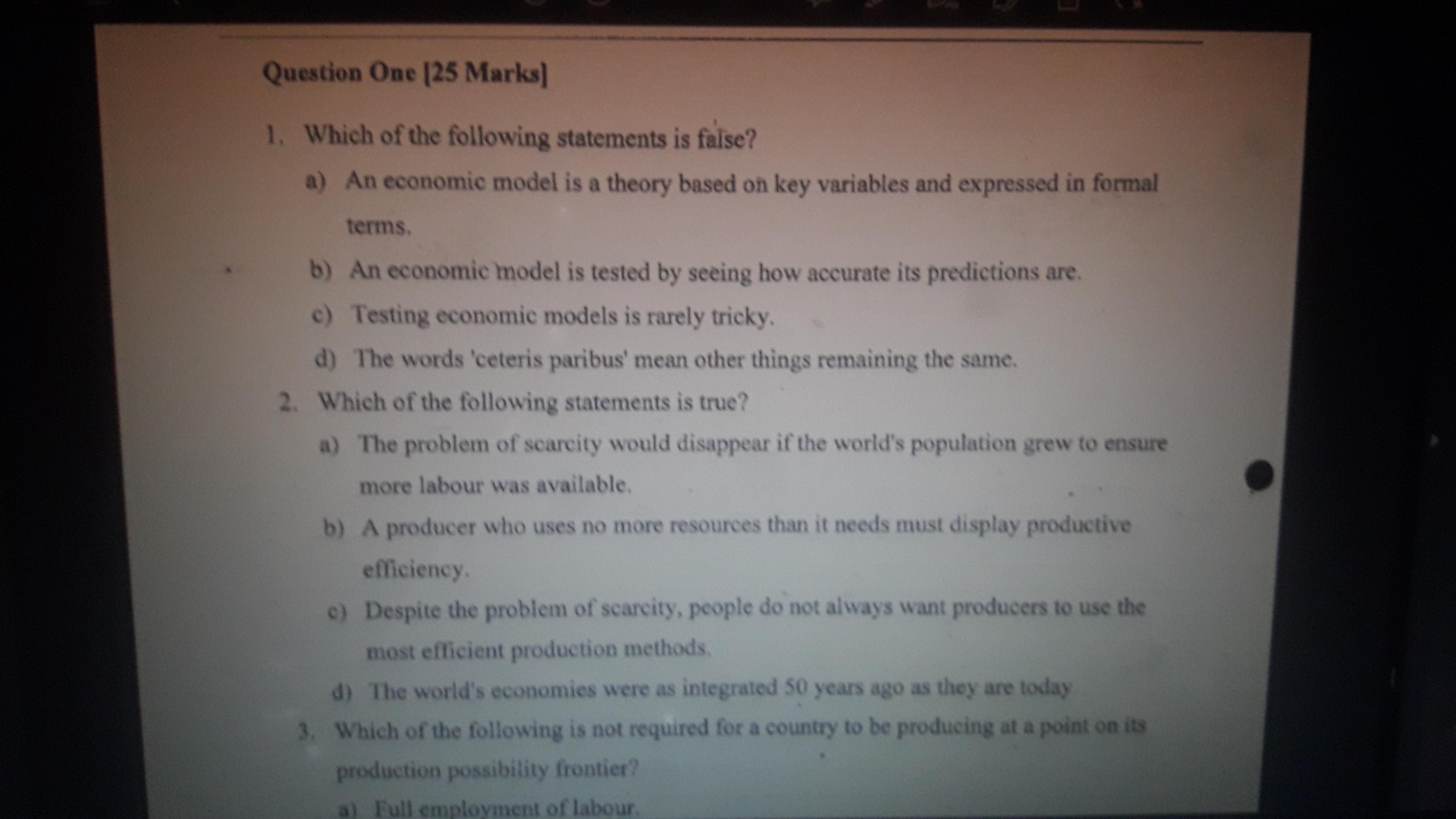 Solved Question One [25 ﻿Marks]Which of the following | Chegg.com