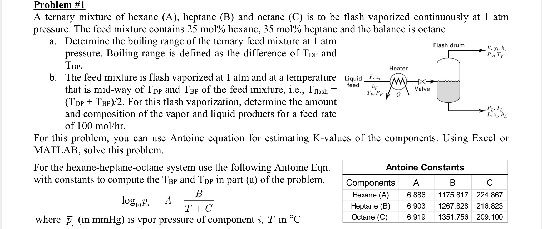 Solved A ternary mixture of hexane (A), heptane (B) and | Chegg.com