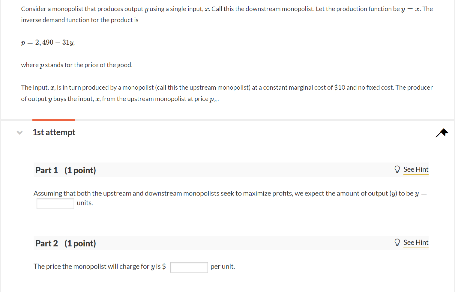Solved Consider a monopolist that produces output y using a | Chegg.com