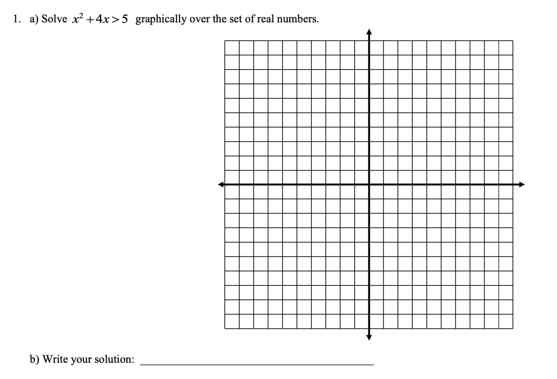 Solved 1. a) Solve x² +4x>5 graphically over the set of real | Chegg.com