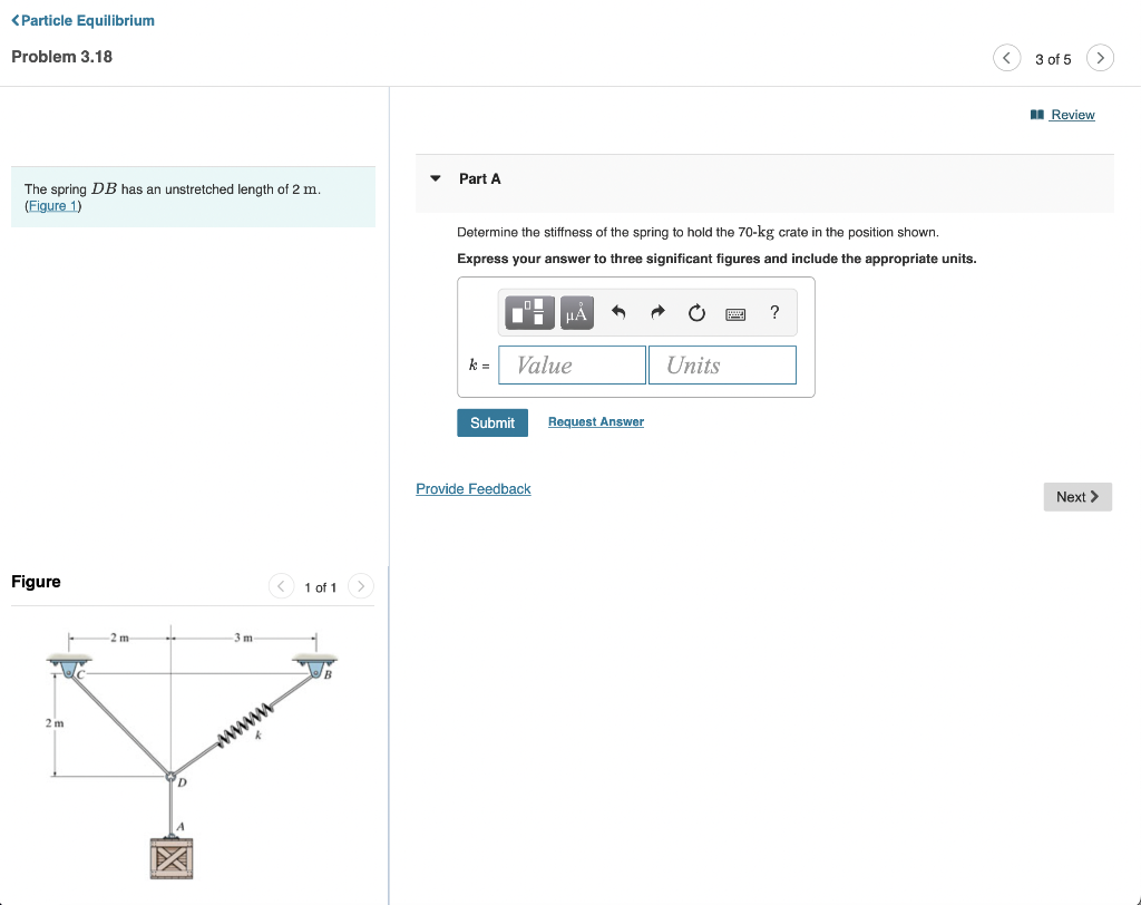 Solved The spring DB has an unstretched length of 2 m. Part | Chegg.com