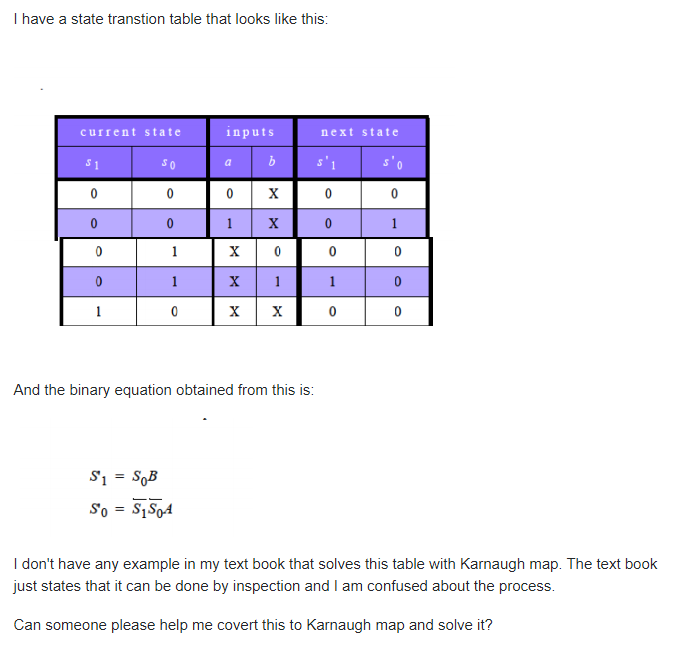 Solved I have a state transtion table that looks like this: | Chegg.com