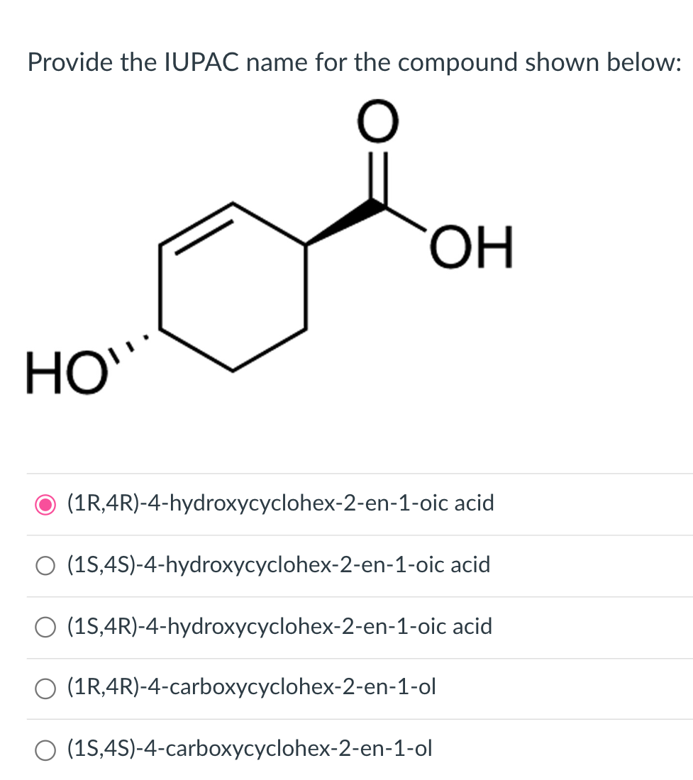 Solved Provide the IUPAC name for the compound shown below: | Chegg.com