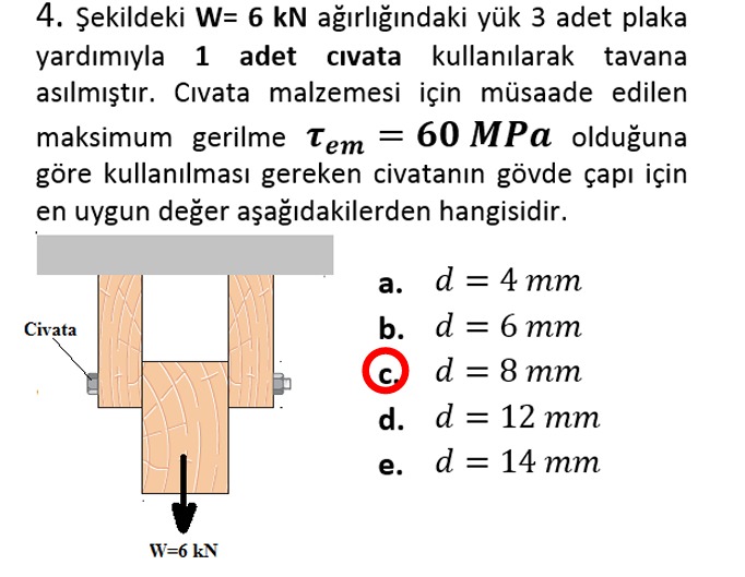 Solved Şekildeki W= 6 ﻿kN ağırıığındaki yük 3 ﻿adet | Chegg.com