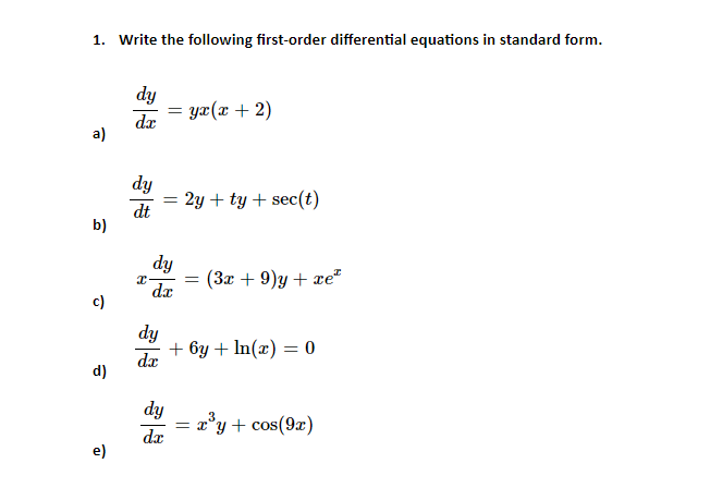 Solved 1. Write the following first-order differential | Chegg.com